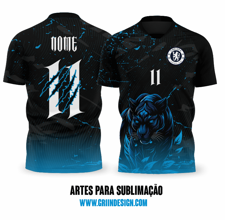 Arte Vetor Pantera Floral Azul – Griin Design